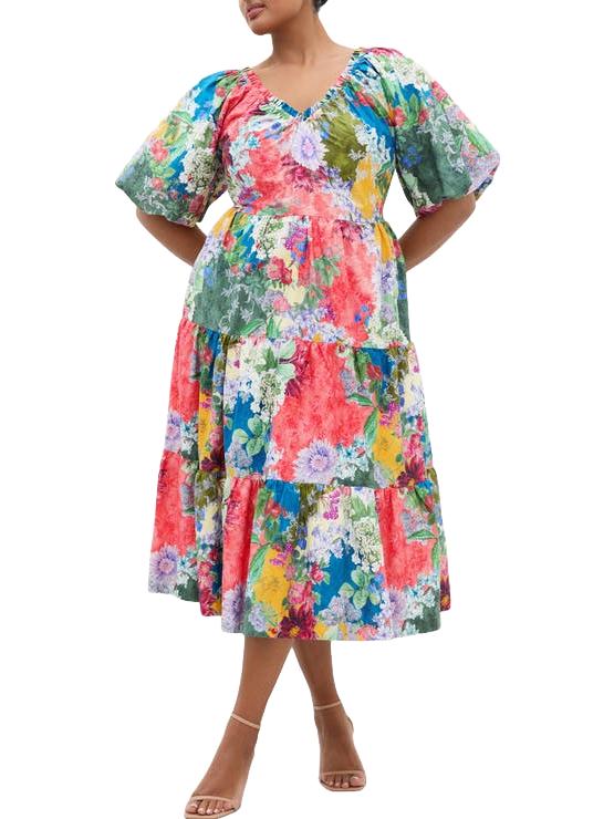 ADRIANNA PAPELL Jacquard Sleeveless Midi Dress